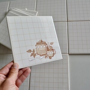Vintage 80s NOS Ceramic Grid Pattern Wall Tiles. Kitchen Backsplash ...