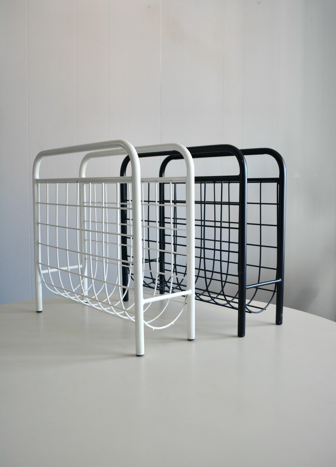 Vintage 1980s Metal Grid Magazine Rack. Vintage Post Modern Black White ...