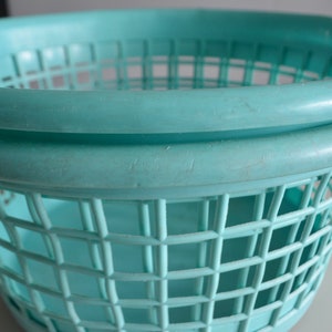 Vintage Turquoise Aqua Green Mid Century Plastic Laundry Basket Set of ...