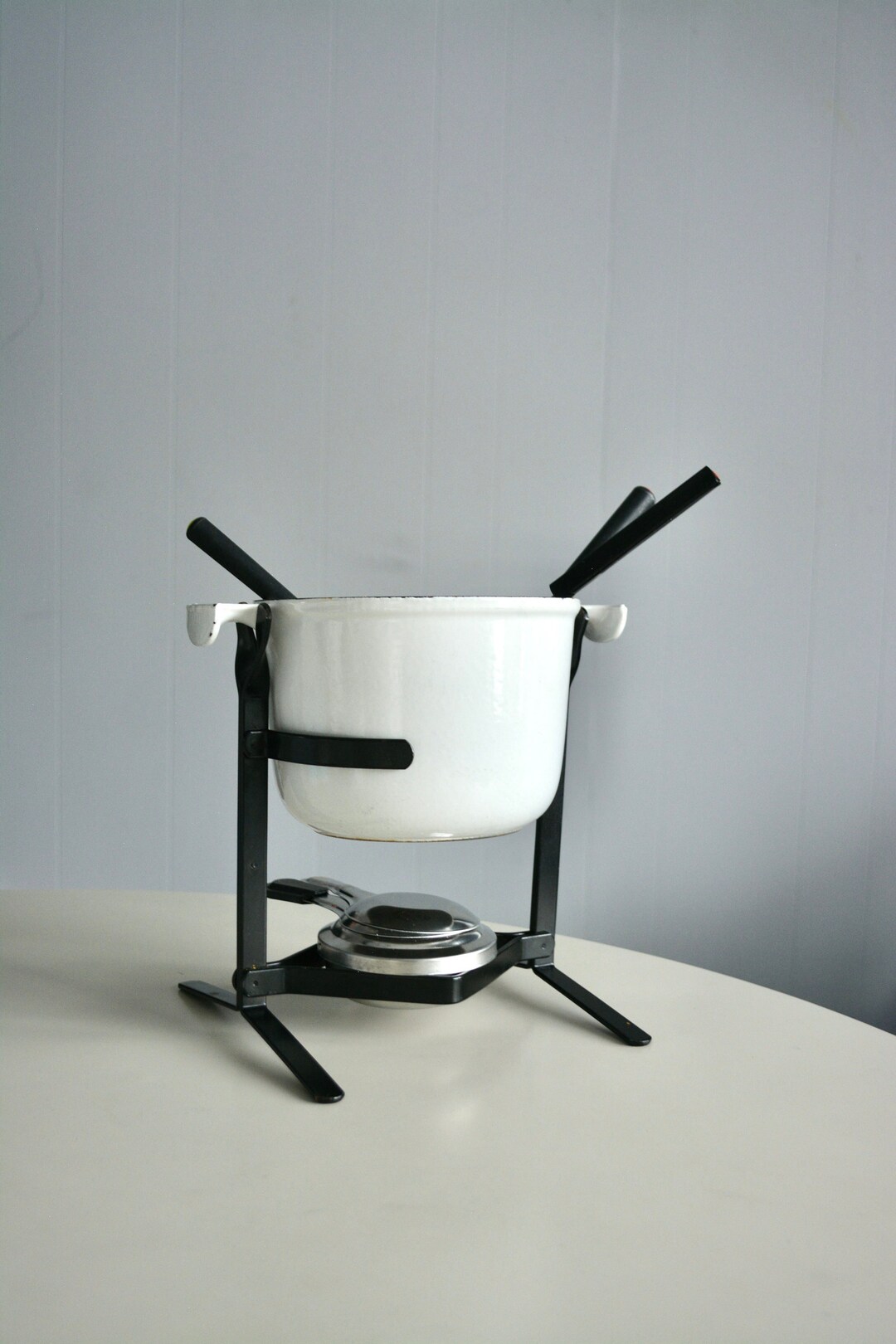 Vintage French Le Creuset White Enzo Mari La Mama Enameled Cast Iron ...