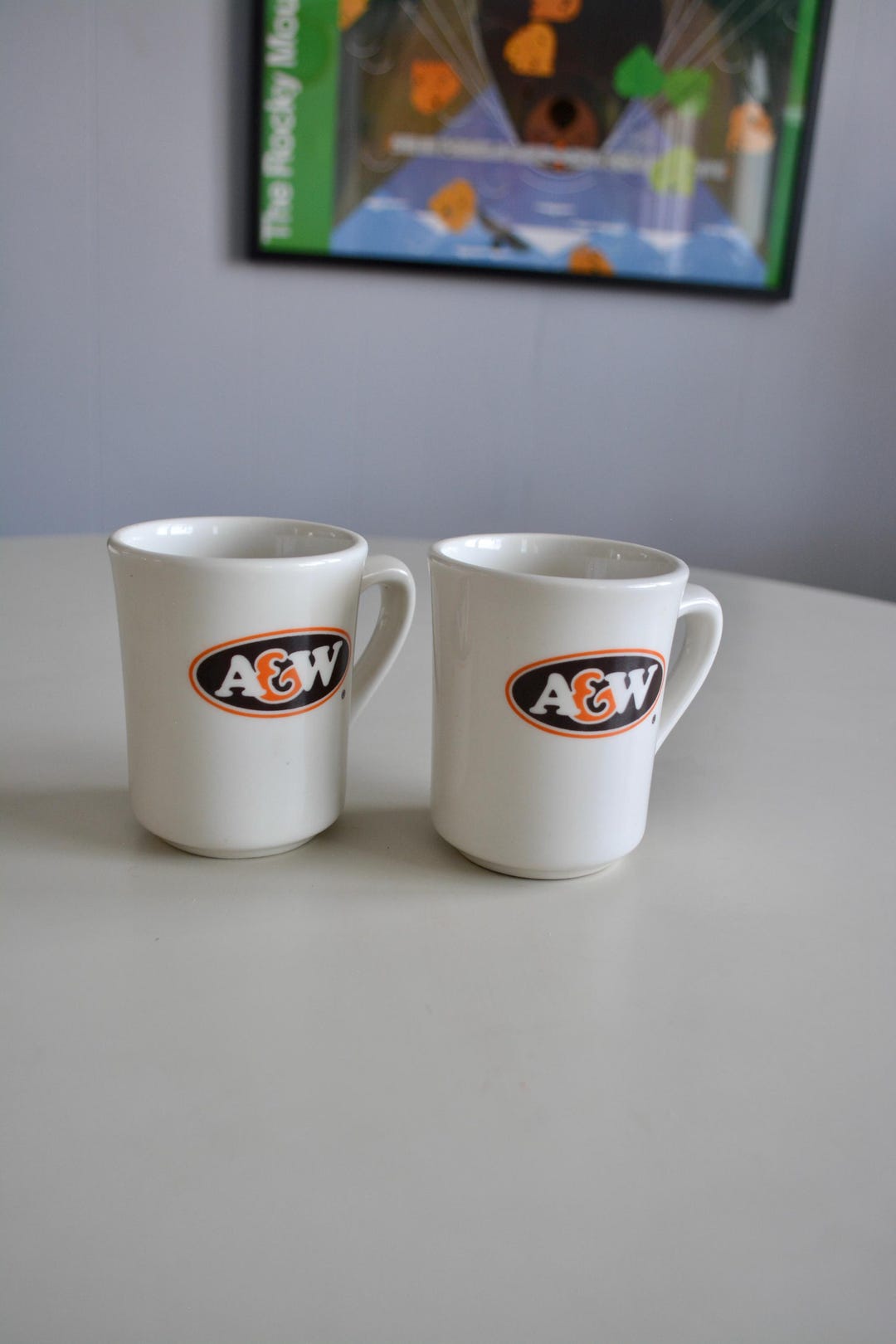 Vintage Original 90s Restaurant A&W Ceramic Coffee Mugs Set. Retro Logo ...