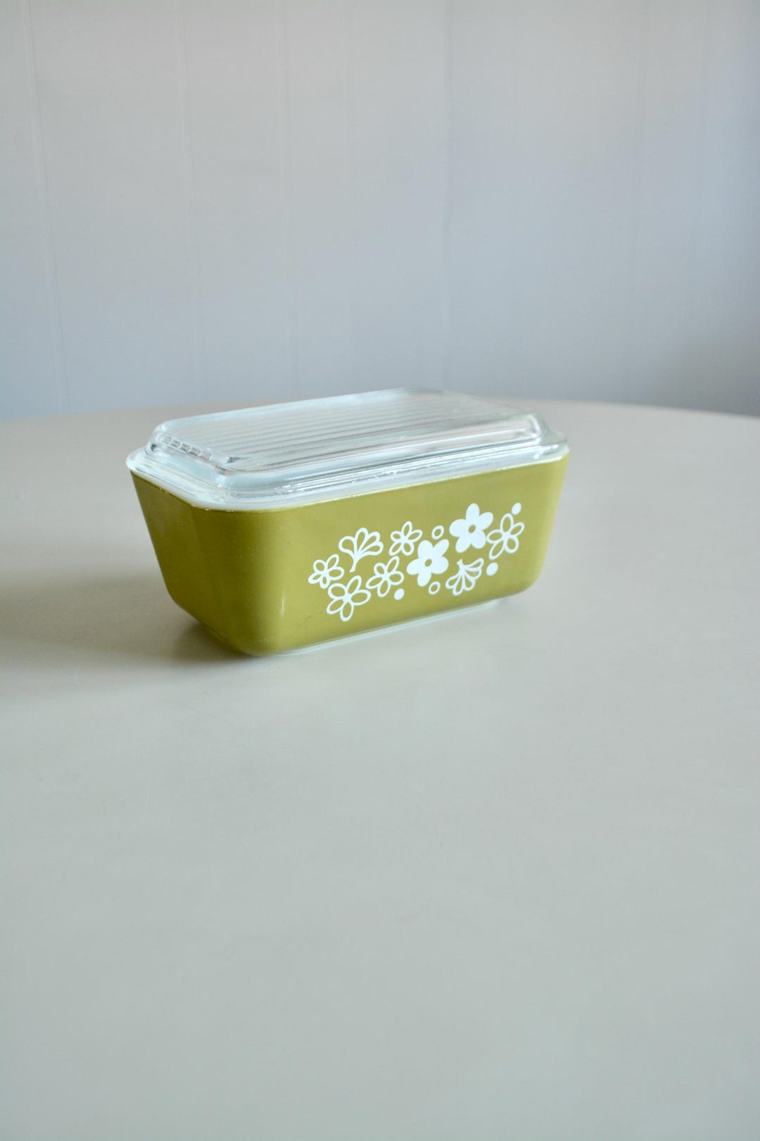 Vintage Mid Century 70s Pyrex Avocado Green Spring Blossom Crazy Daisy ...