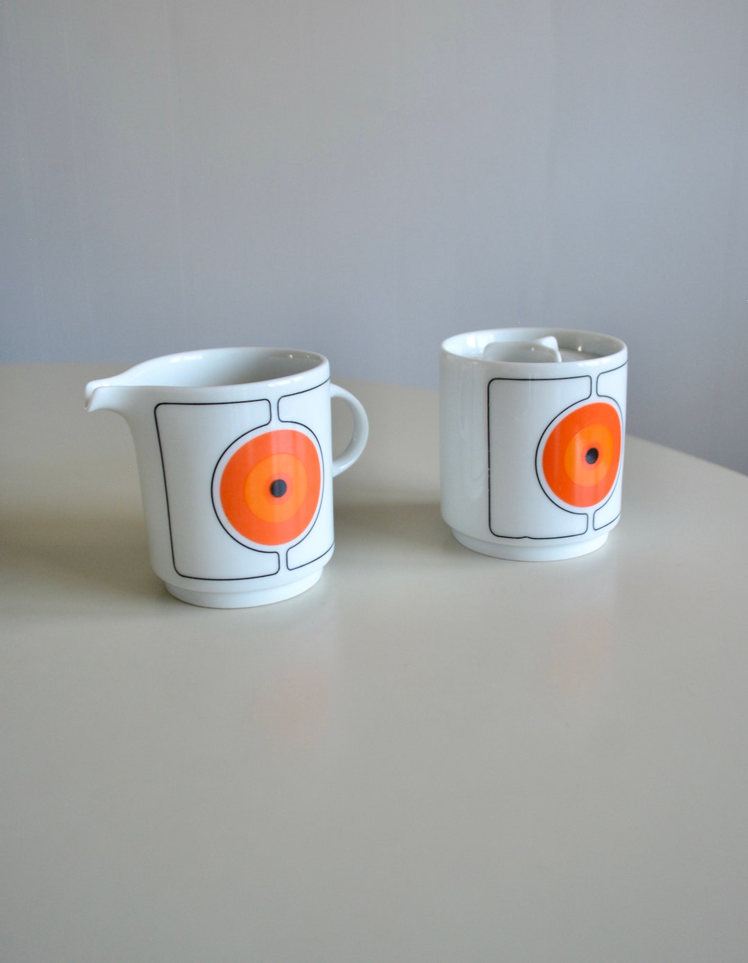 Vintage 70s Mod Eclipse by THOMAS Rosenthal Creamer & Lidded Sugar Bowl ...