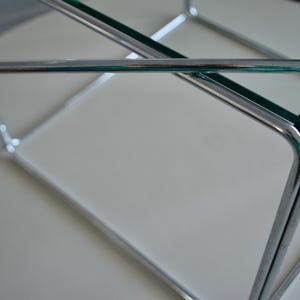 Vintage Glass and Chrome Cube 70s 80s Side Tables. Retro Glass & Bent ...