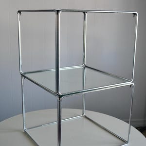 Vintage Glass and Chrome Cube 70s 80s Side Tables. Retro Glass & Bent ...