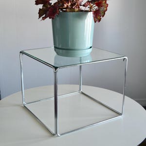 Vintage Glass and Chrome Cube 70s 80s Side Tables. Retro Glass & Bent ...