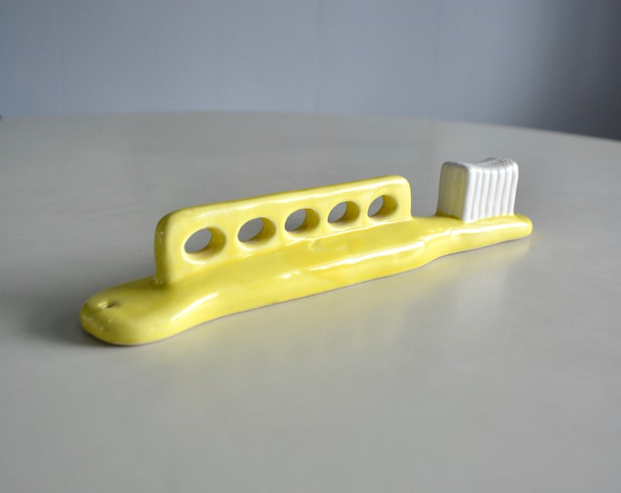 Vintage 70s 80s Ceramic Giant Yellow Toothbrush Holder. Wall Mount ...