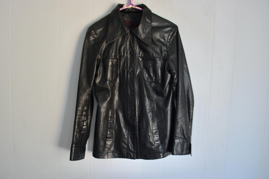 Vintage 70s 80s Apache Made in Canada Leather Lambskin Jacket. Buttoned ...