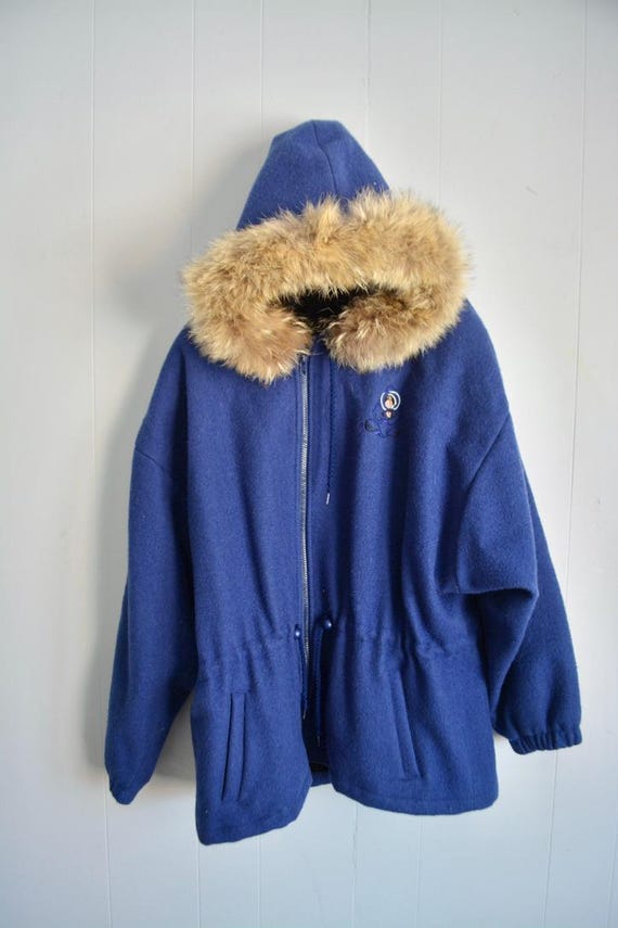 Vintage 1980s 1990s Canadian INUIT Design Wool Hooded… - Gem