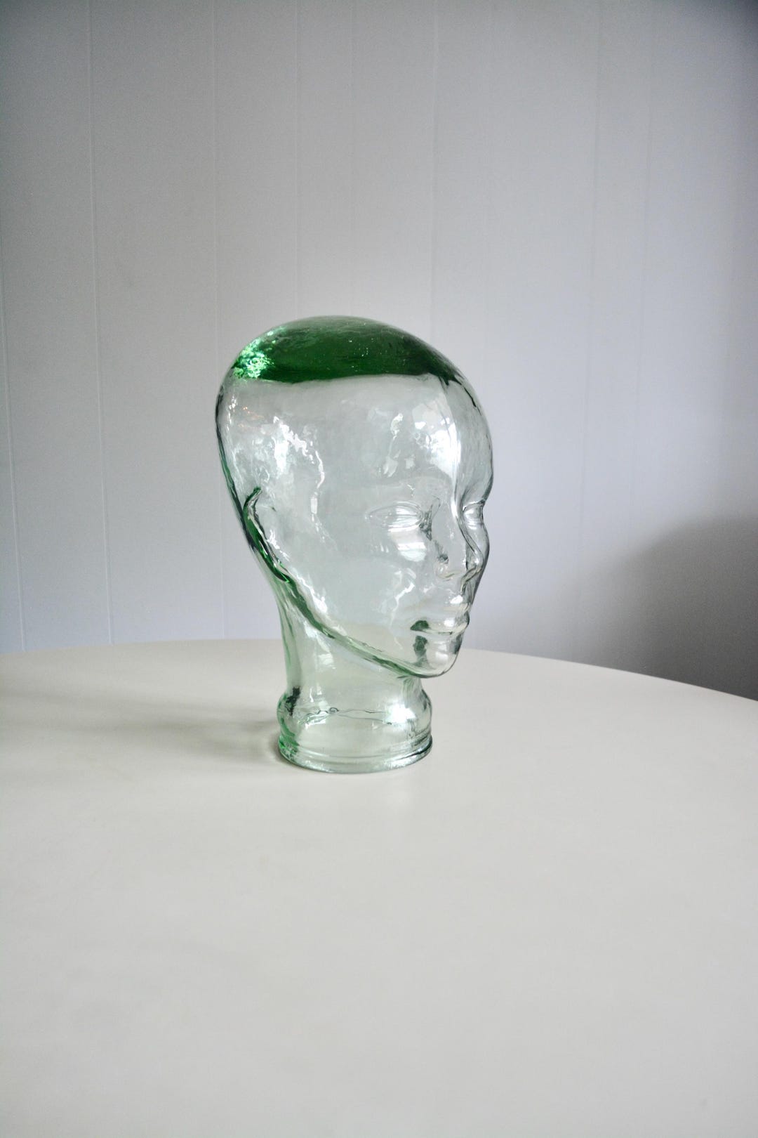 Vintage Large Glass Head Home Decor. Mannequin Head Hat Display. Green ...