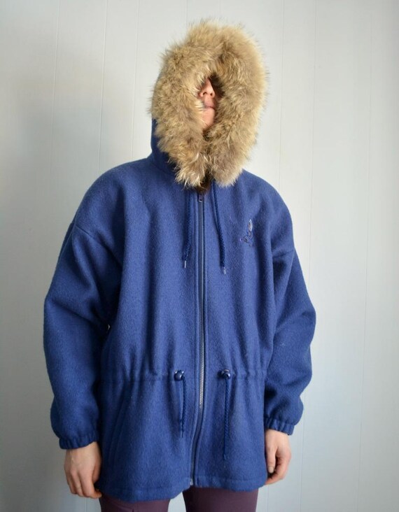 Vintage 1980s 1990s Canadian INUIT Design Wool Hooded… - Gem