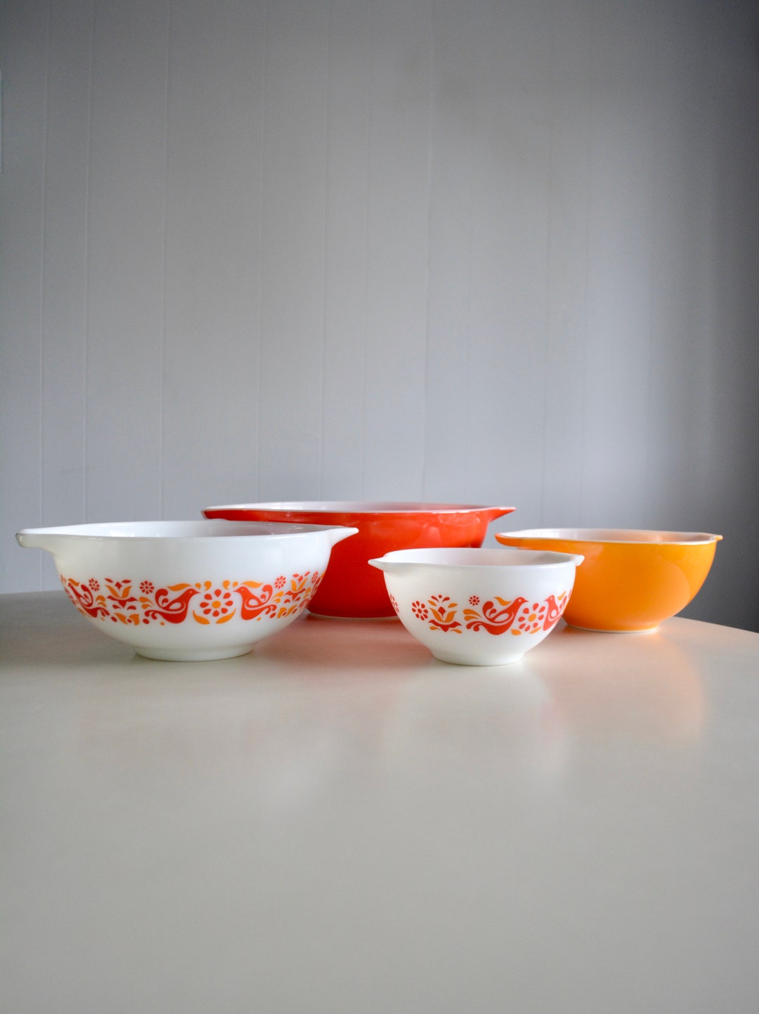 Vintage Complete Pyrex Friendship Pattern Mixing Bowls Set. Mid Century ...