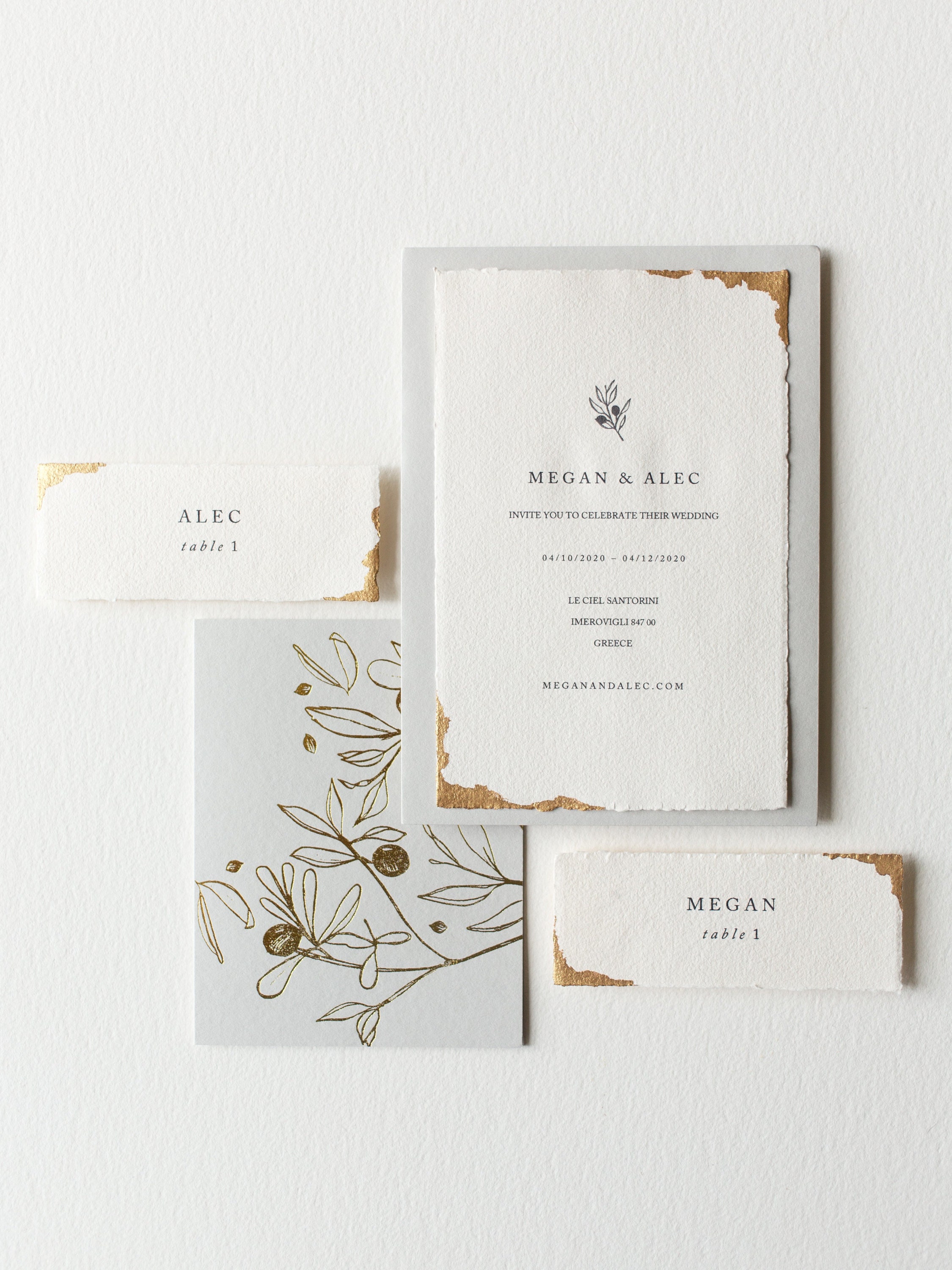 Gold Olive Branch Wedding Invitations Sample Invite Suite / | Etsy