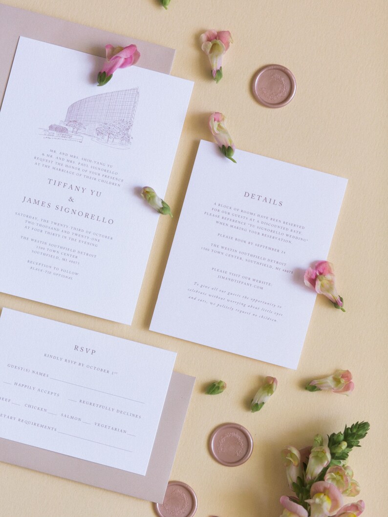 Custom Venue Illustration Wedding Invitations, Invite Suite - Westin ...