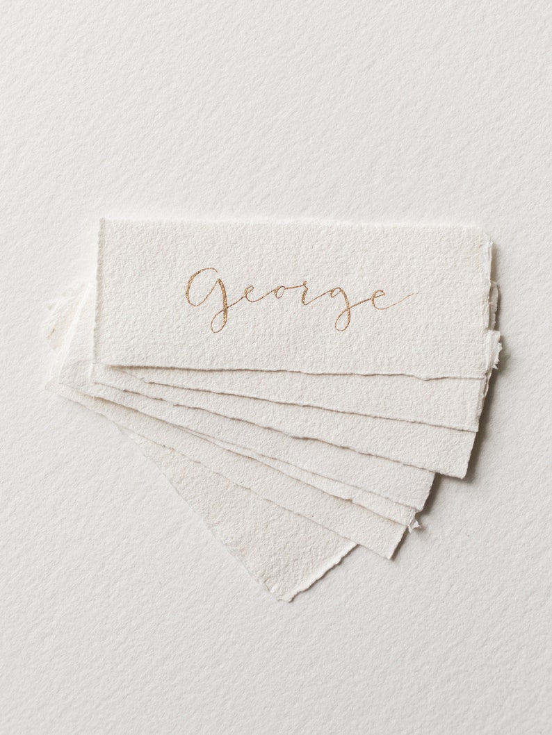 Calligraphy on Handmade Paper Name Tag / Nametag/ Tags / | Etsy