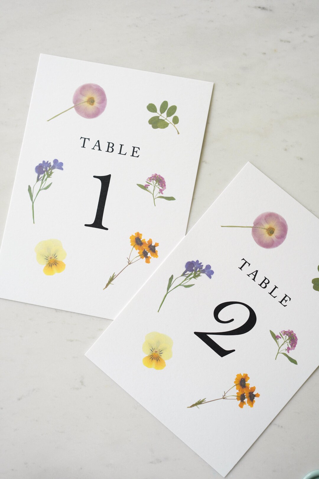 Pressed Flower Design | Flower Table Numbers | Minimalist Spring Garden ...