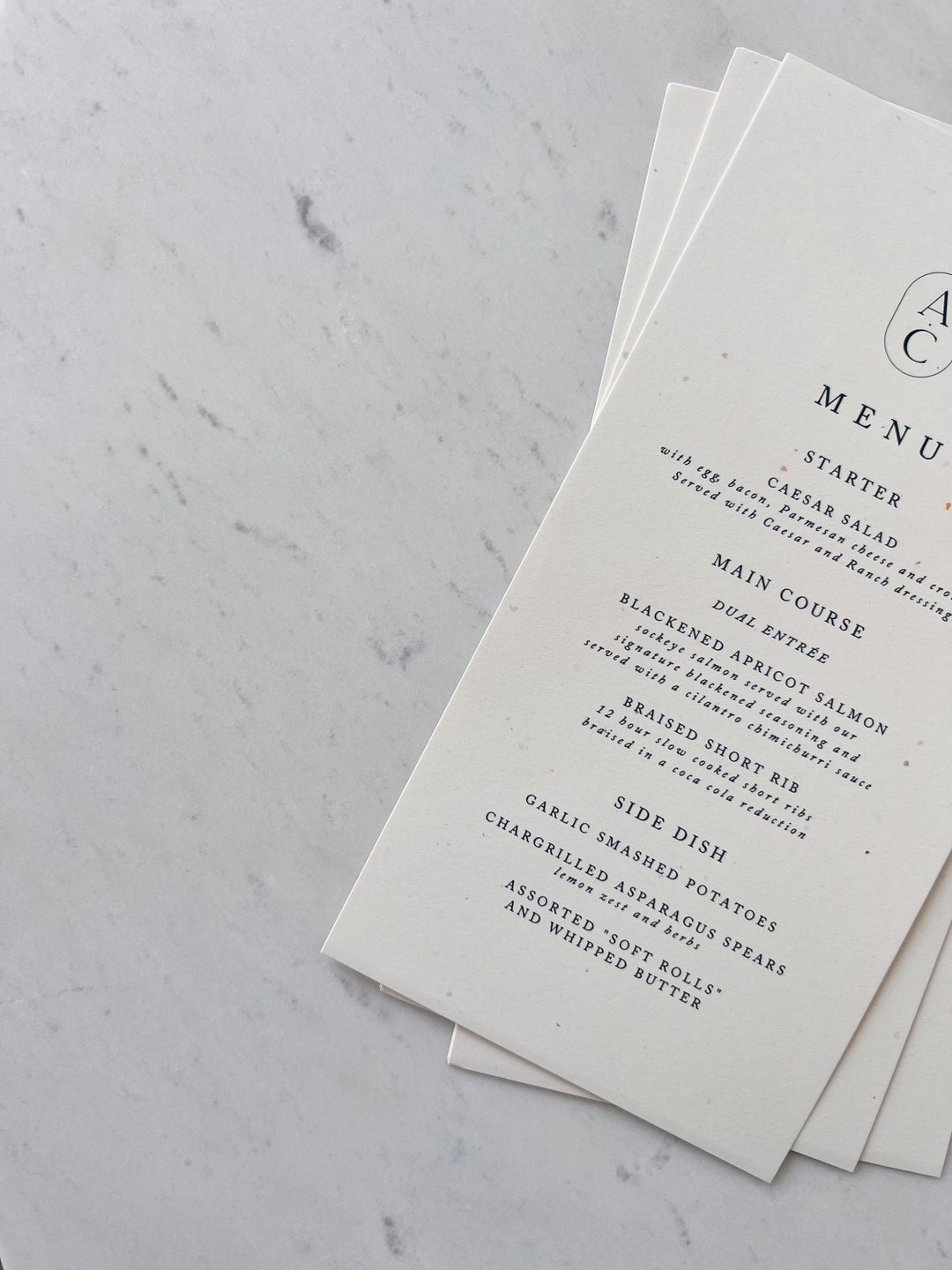 Cardstock Minimal Minimalist Menus (wedding / Rehearsal Dinner ...