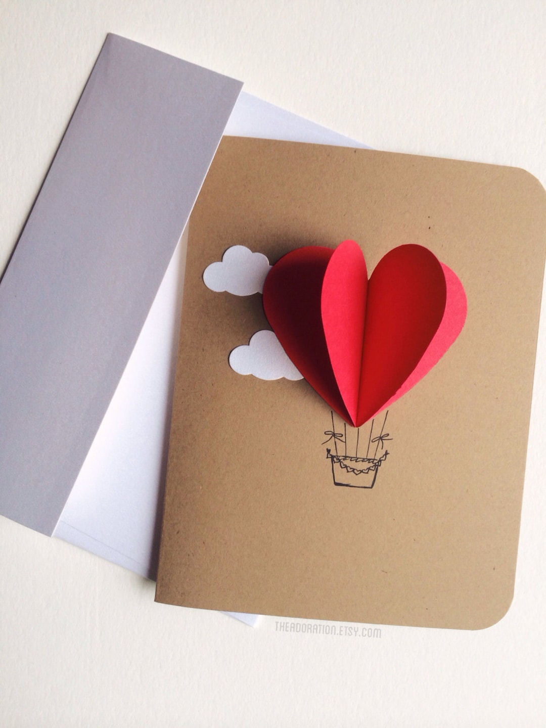 Heart Hot Air Balloon Card - Etsy