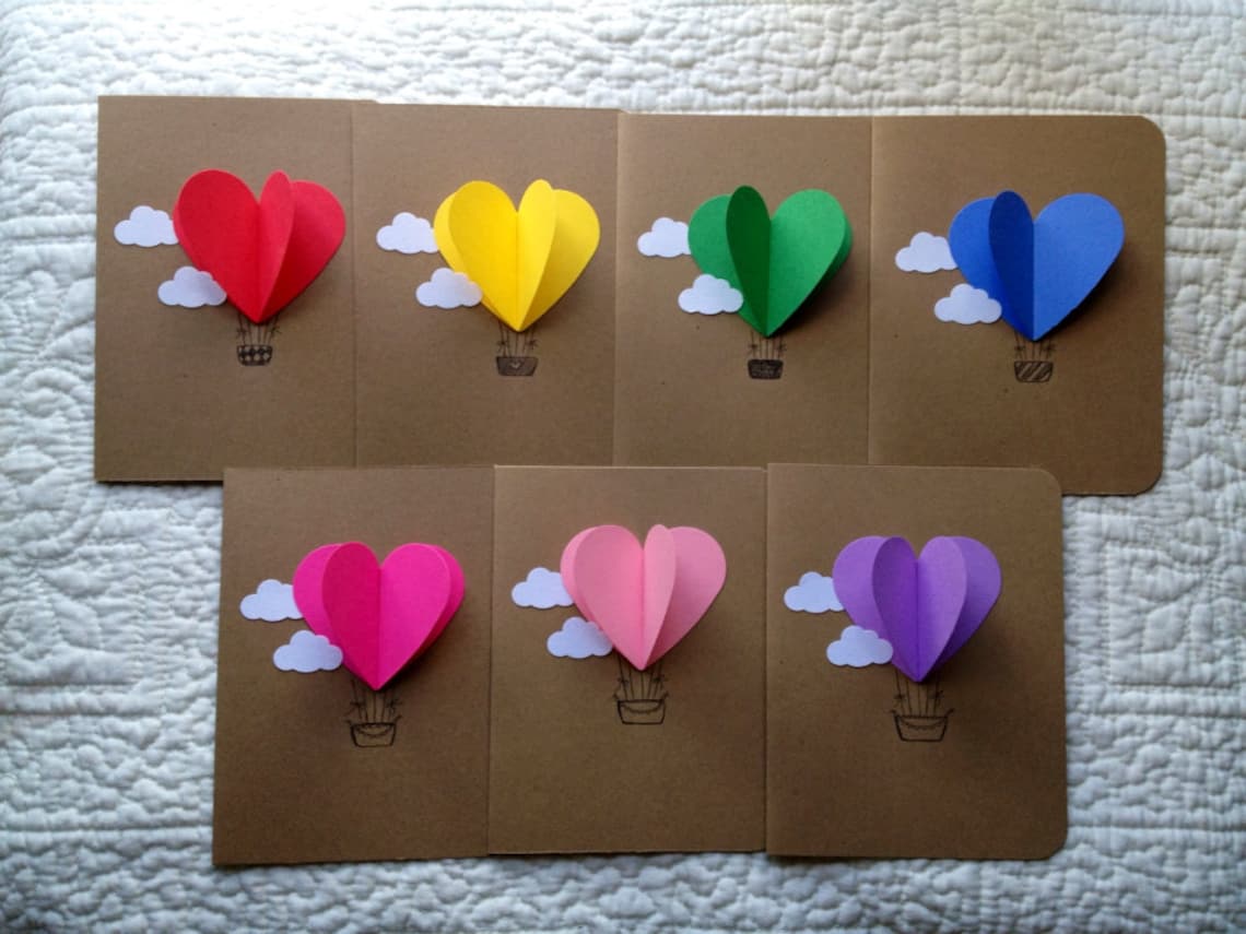 Heart Hot Air Balloon Card - Etsy