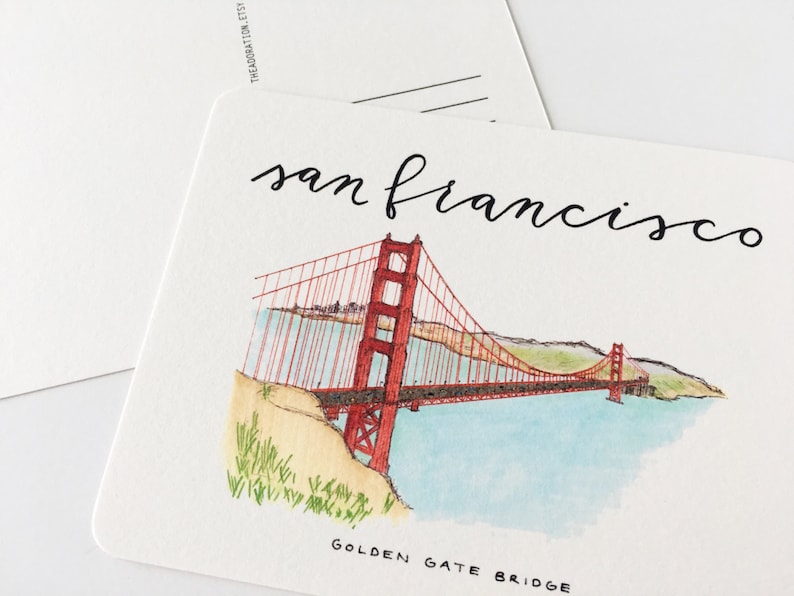 San Francisco California Postcard golden Gate Bridge | Etsy