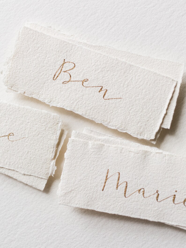 Calligraphy on Handmade Paper Name Tag / Nametag/ Tags / | Etsy
