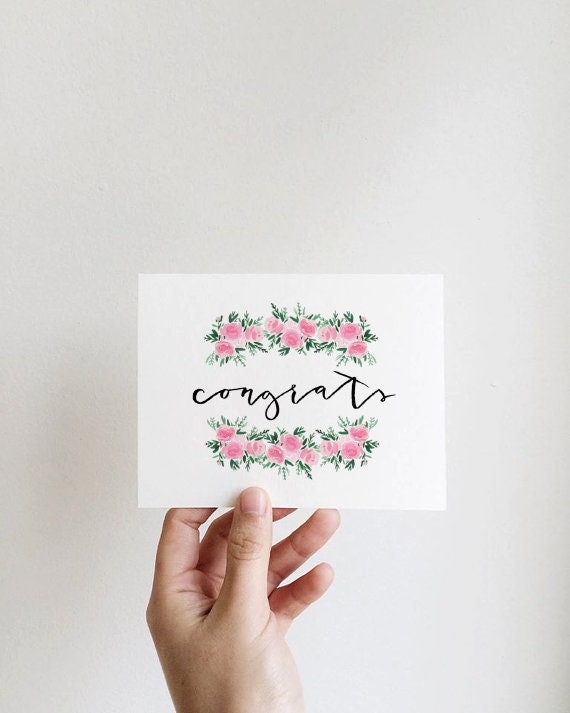 Floral Congrats/ Congratulations Cards / Card Set | Etsy