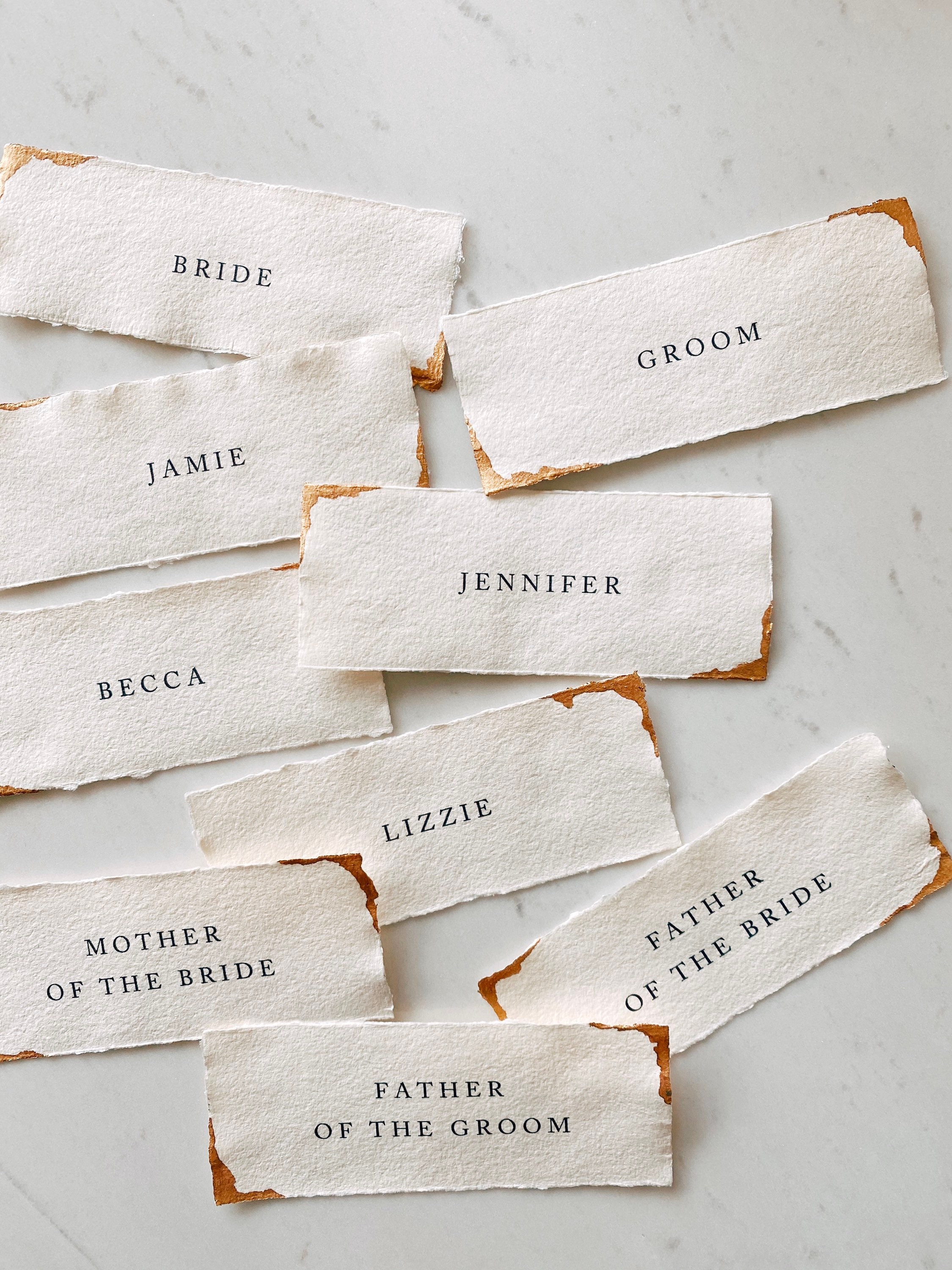 Gold Dipped Handmade Paper Name Tag / Nametag/ Tags / - Etsy