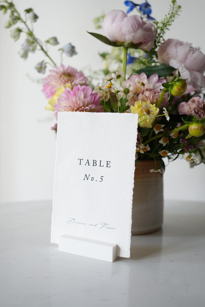 Custom Handmade Paper Table Numbers No. | Minimalist, Custom Name, Date ...