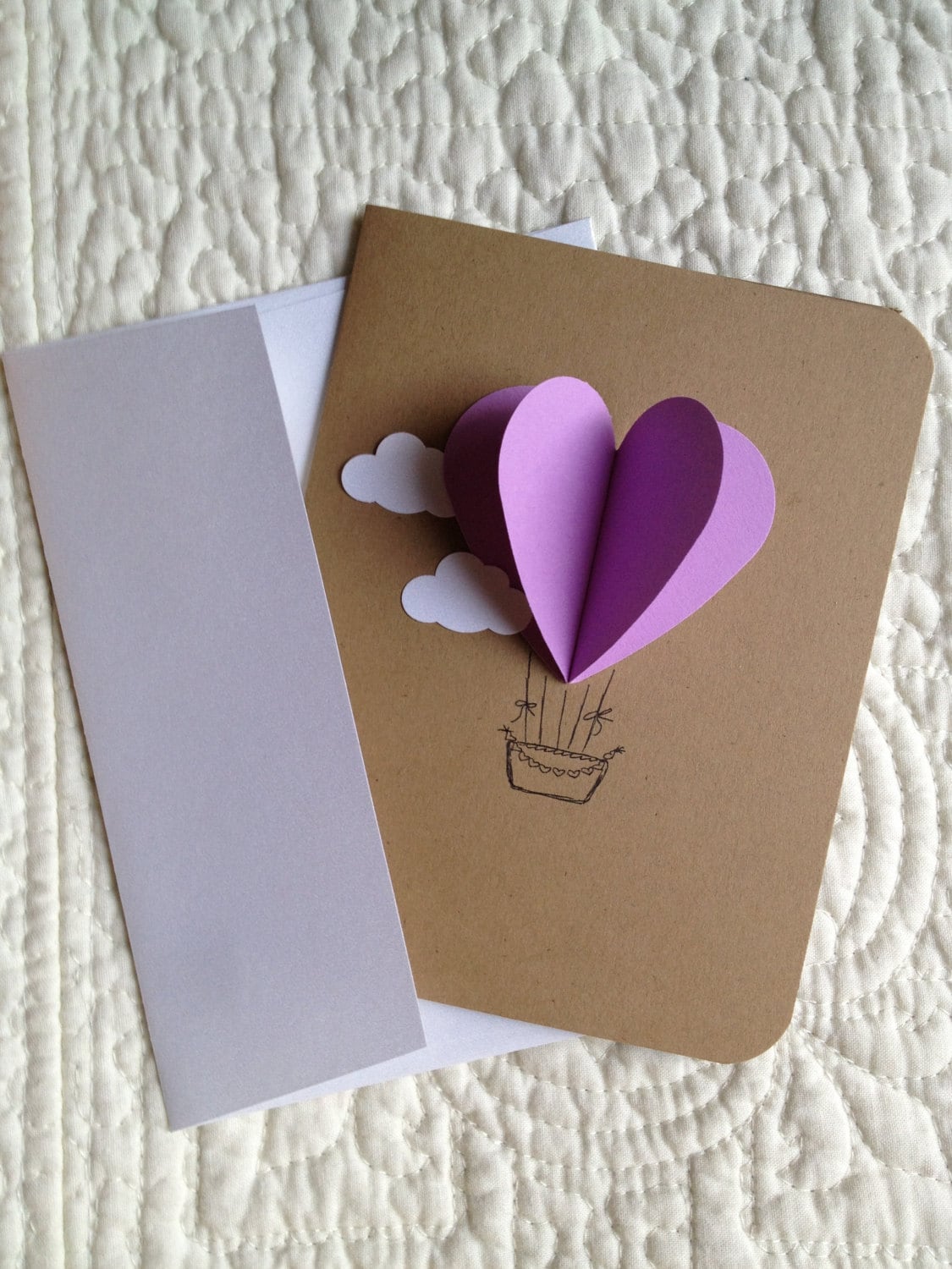 Heart Hot Air Balloon Card Etsy