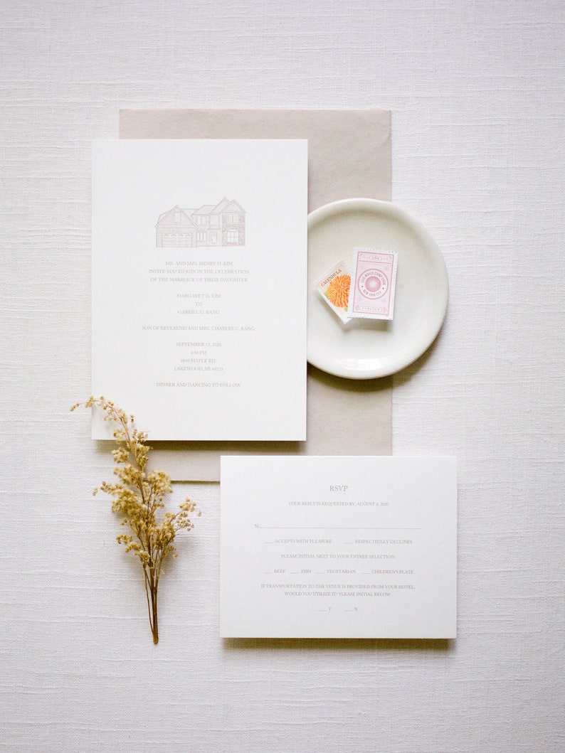 Venue Illustration Wedding Invitations Invite Suite Tied With - Etsy