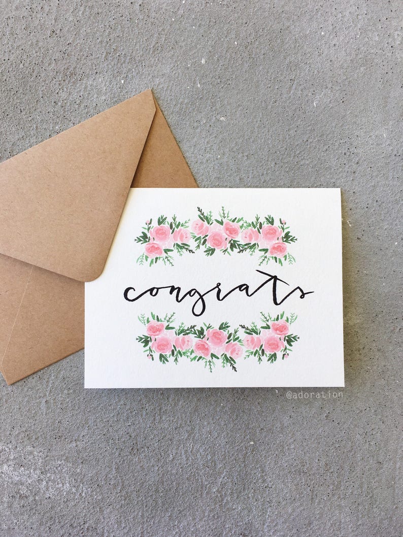 Floral Congrats/ Congratulations Cards / Card Set | Etsy