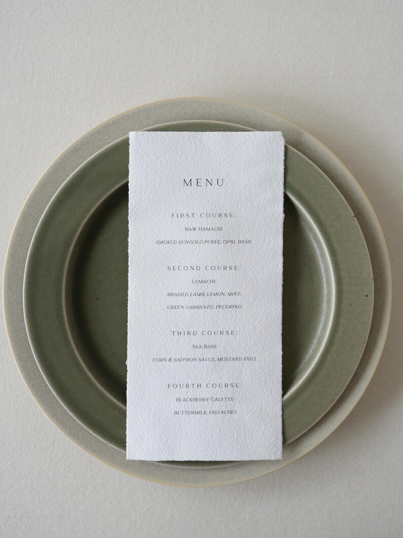 Handmade Paper Menu / Table Setting - Etsy