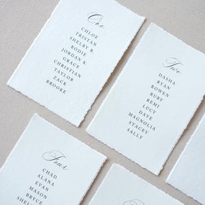 Handmade Paper Seating Chart Table Number Names | Minimalist - Etsy