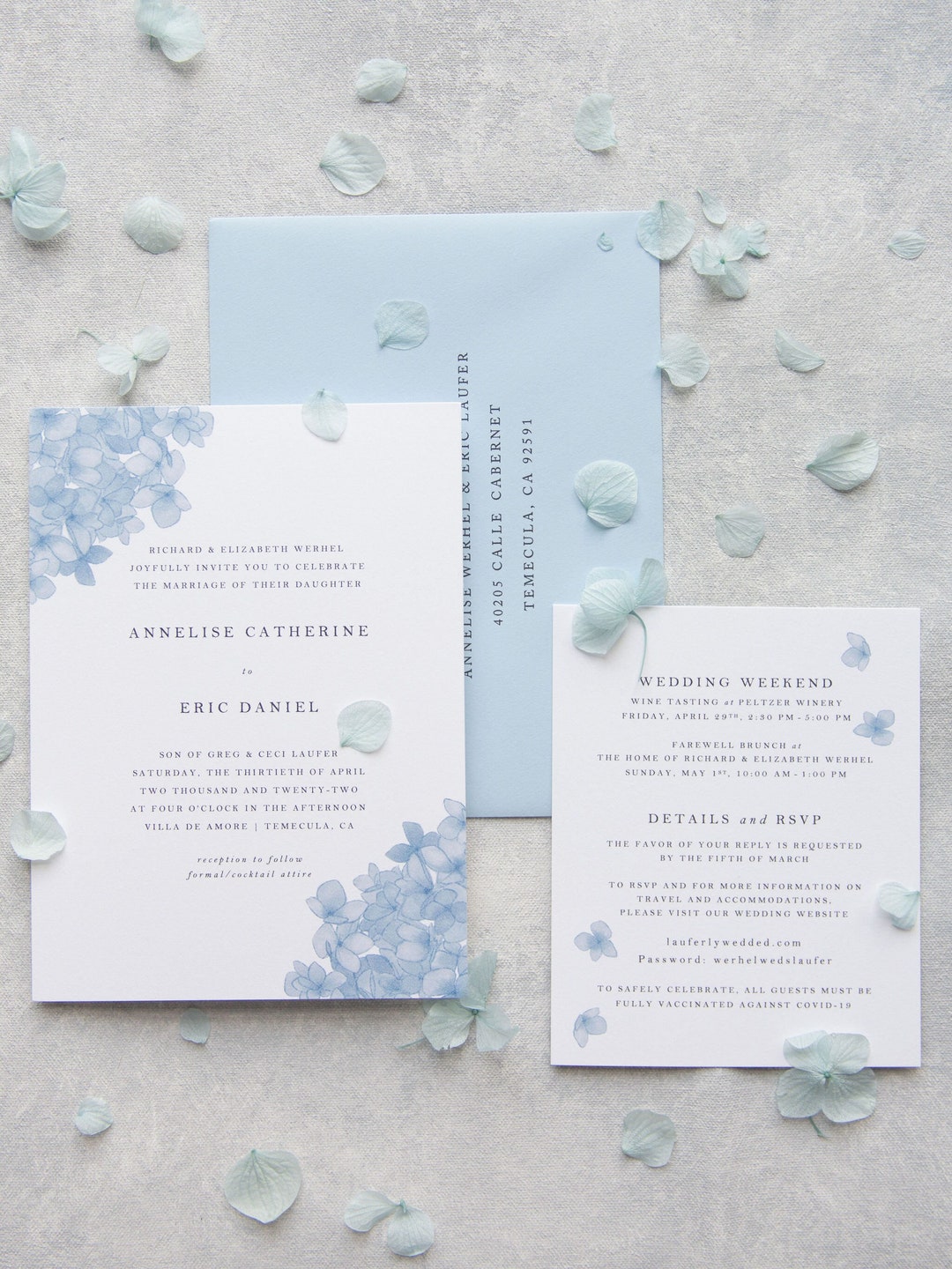 Hydrangeas | Hydrangea Wedding Invitation, Blue Flower, Invitations ...