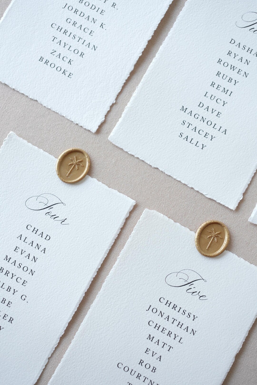 Handmade Paper Seating Chart Table Number Names | Minimalist - Etsy
