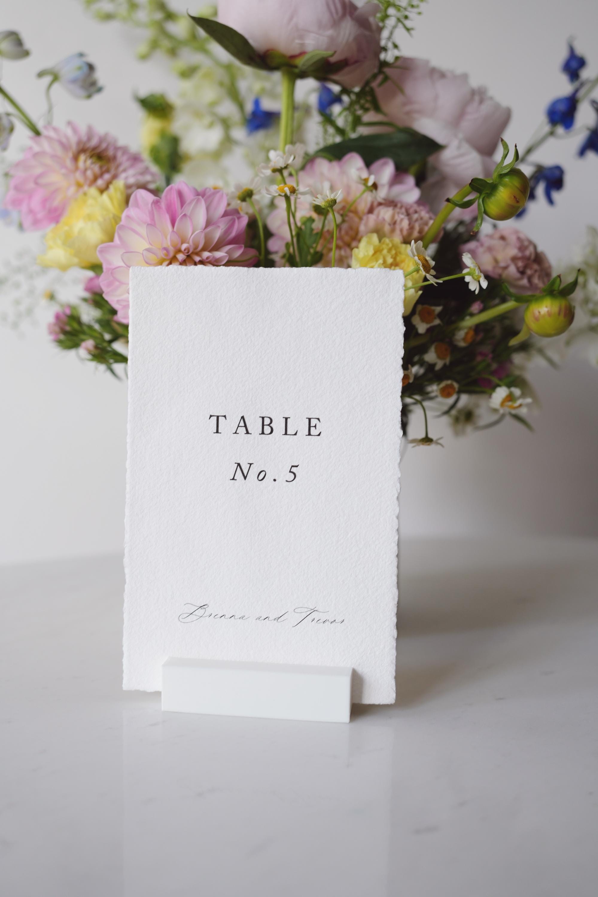Custom Handmade Paper Table Numbers No. | Minimalist, Custom Name, Date ...