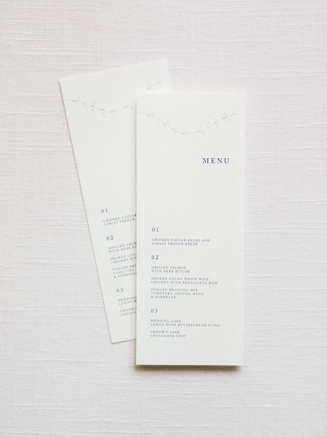Minimalist Leaf Vine Line Drawing Menus (wedding / Rehearsal Dinner ...