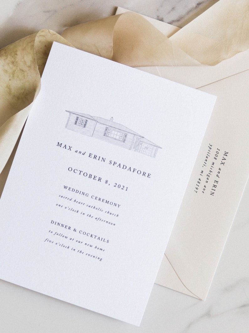 Custom Home Backyard Venue Illustration Wedding Invitations, Invite ...
