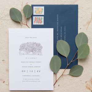 Custom Venue Illustration Wedding Invitation / Invitations, Save the ...