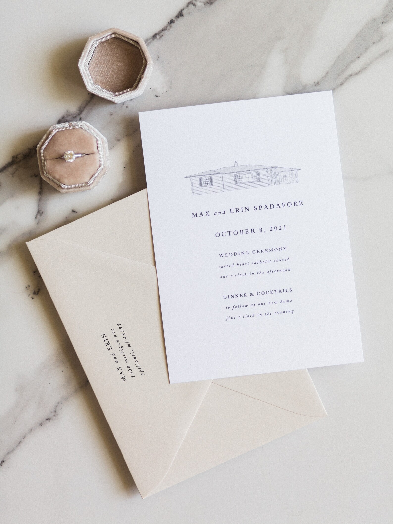 Custom Home Backyard Venue Illustration Wedding Invitations, Invite ...