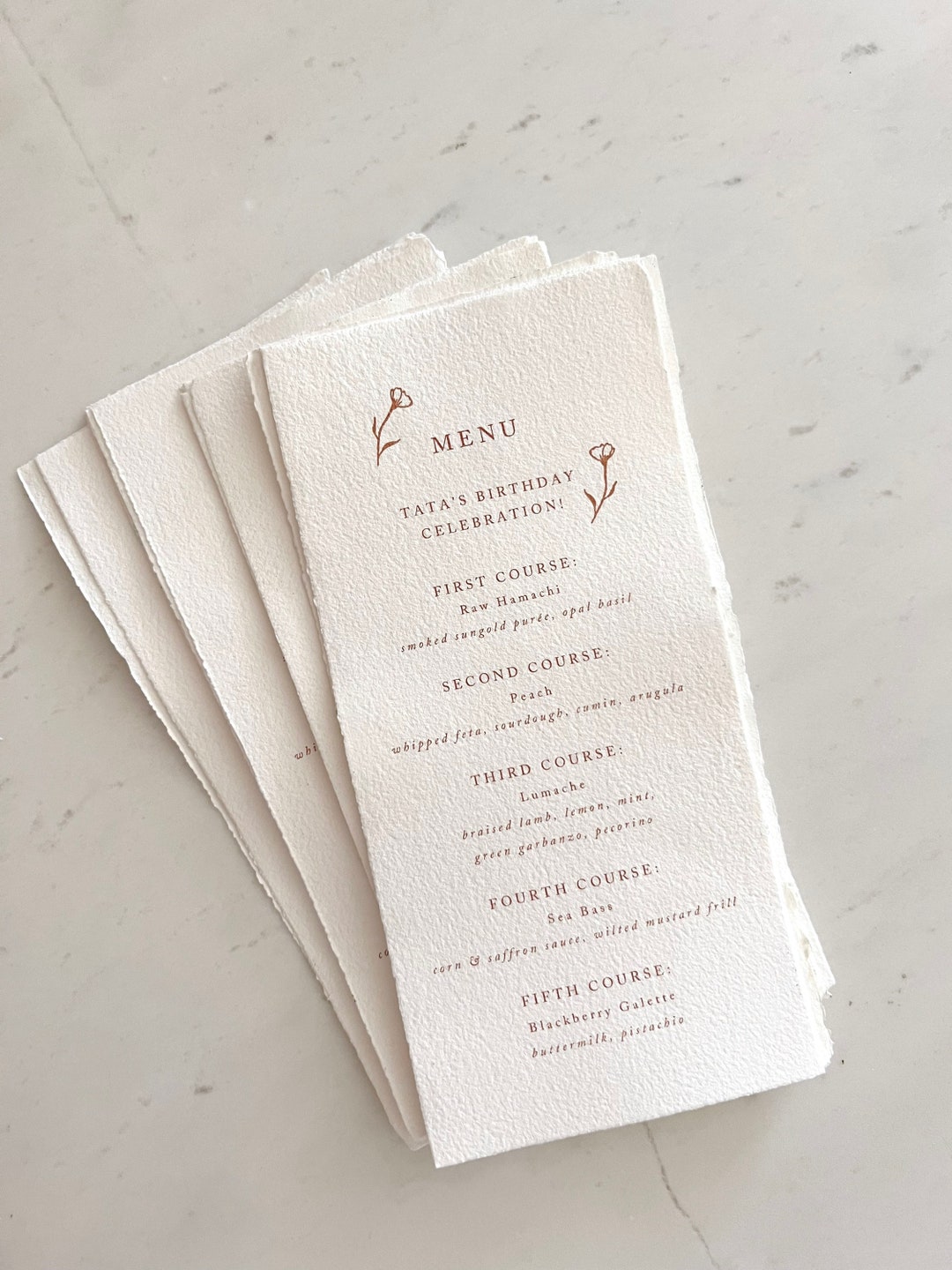 Handmade Paper Menu / Table Setting - Etsy