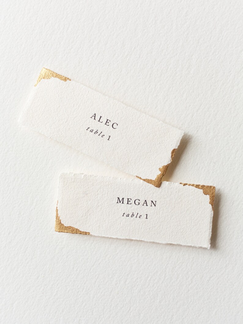 Gold Dipped Handmade Paper Name Tag / Nametag/ Tags / - Etsy