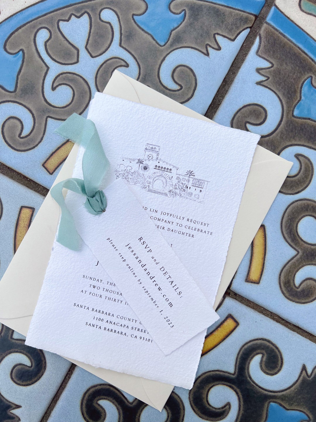 Custom Venue Illustration Wedding Invitations, Invite Suite, Santa ...