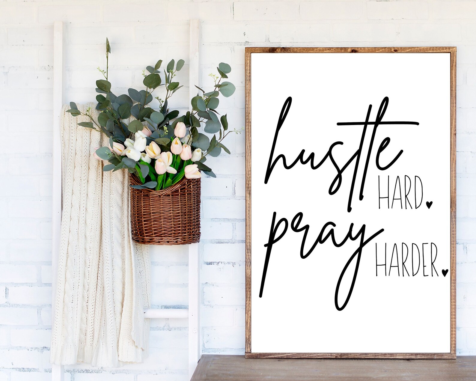 Hustle Hard Pray Harder Christian Digital Print - Etsy
