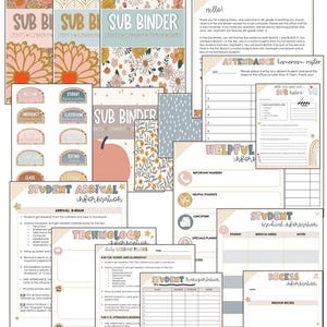 Editable Boho Substitute Binder - Editable Sub Plan Templates - Etsy