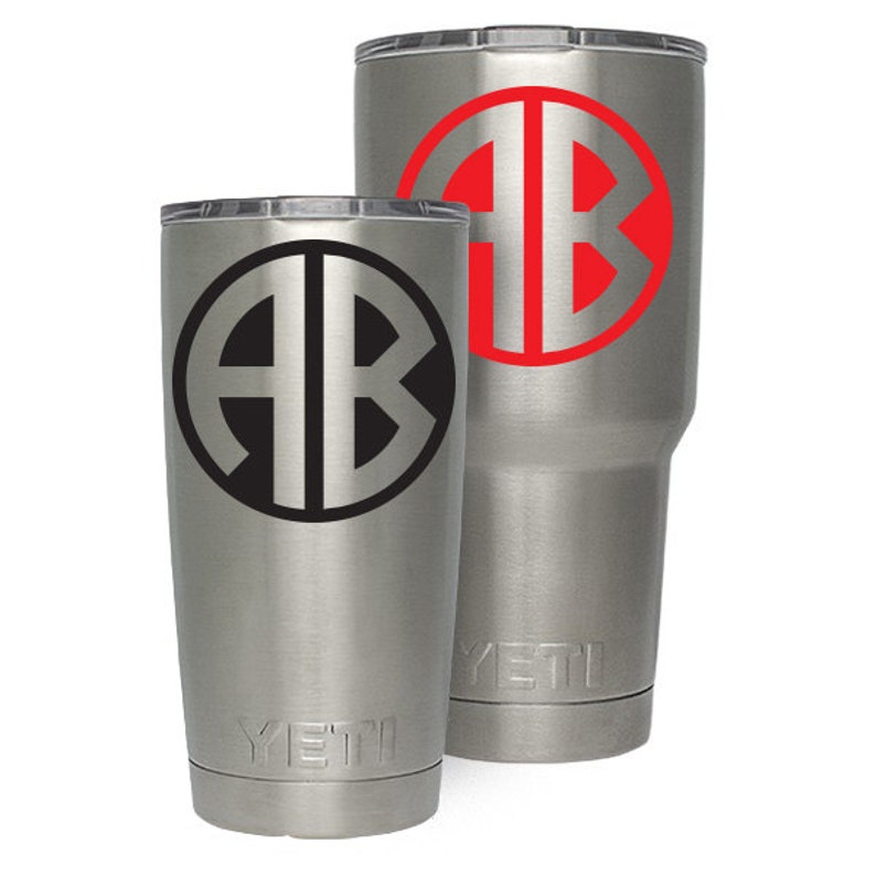2 Letter Initial Monogram Decal Yeti Tumbler Decal Rambler Etsy