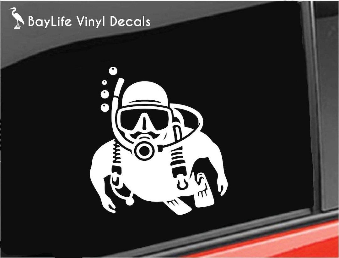 Scuba Diver Vinyl Decal, Scuba Diving Sticker Decal, Snorkeling Decal ...