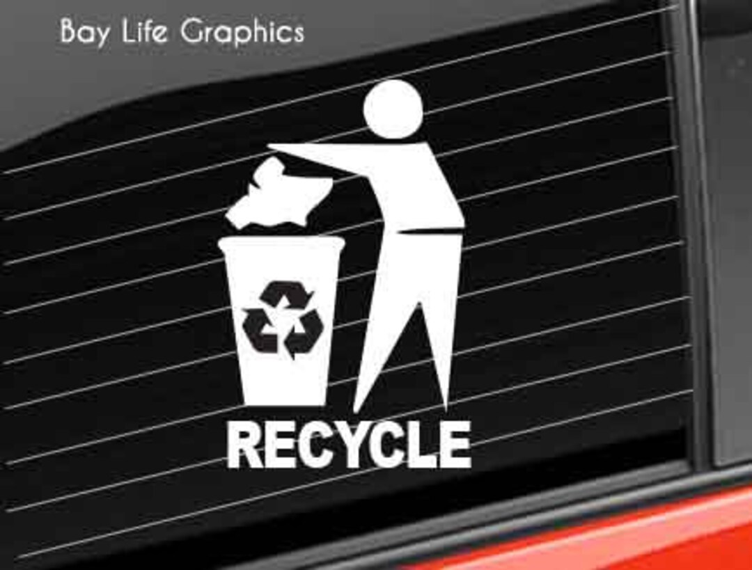 Recycle Vinyl Decal, Recycle Trash Can Decal, Recycle Trash Decal ...