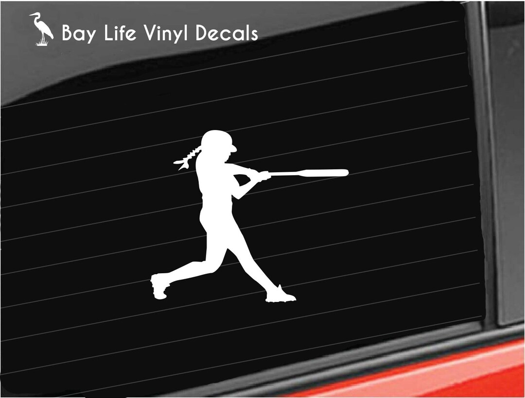Women Softball Batter Vinyl Decal, Girls Softball Batter Decal ...