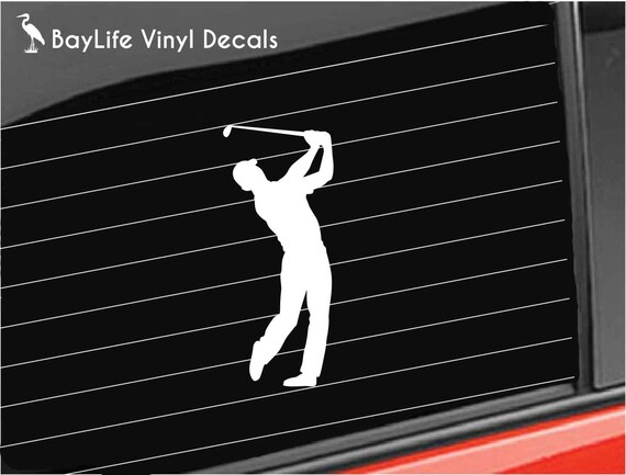 Man Golfing Vinyl Decal Guy Golfer Decal Male Golf Swing | Etsy